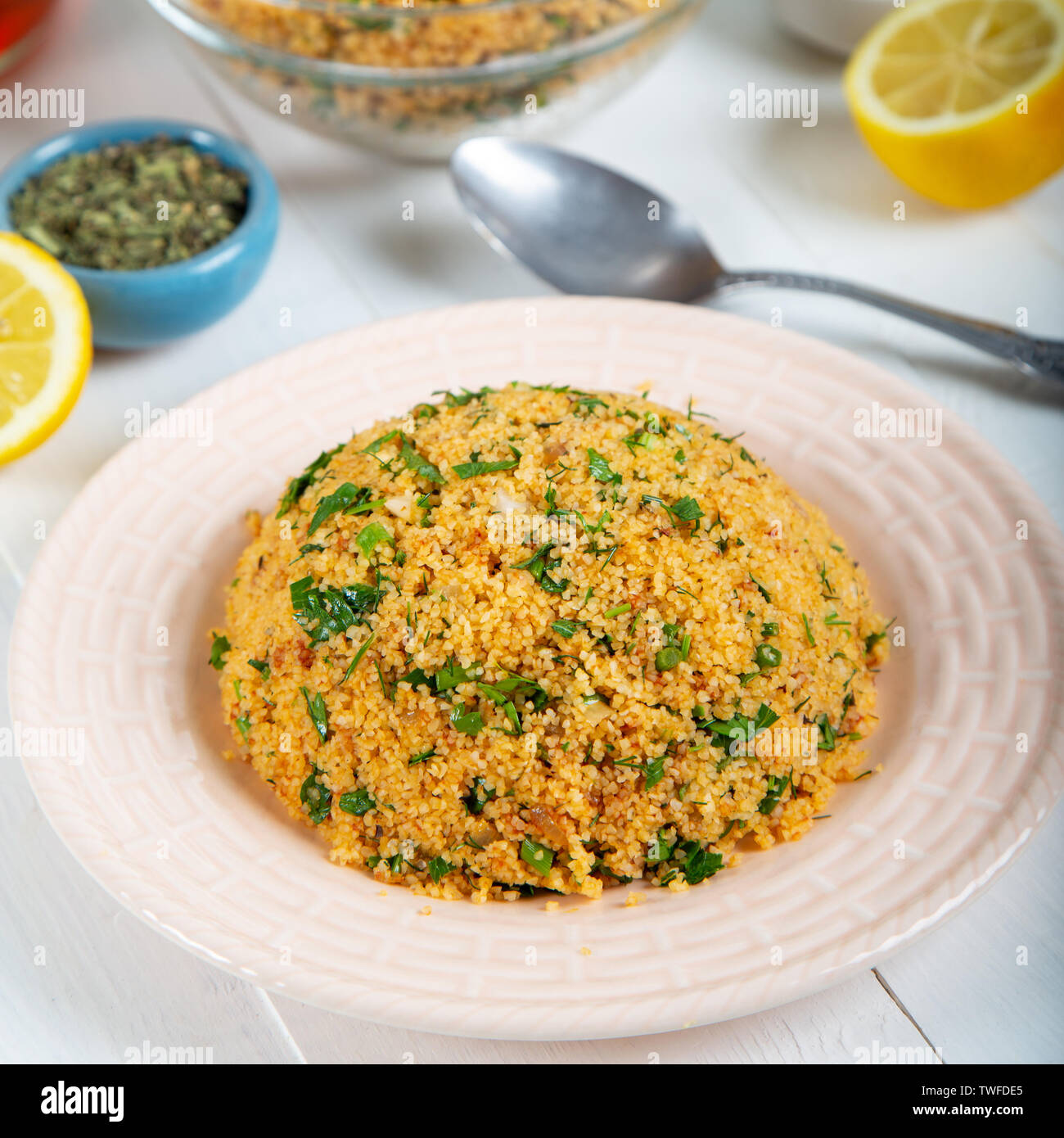 Traditional turkish food bulgur salad Stock Photo - Alamy