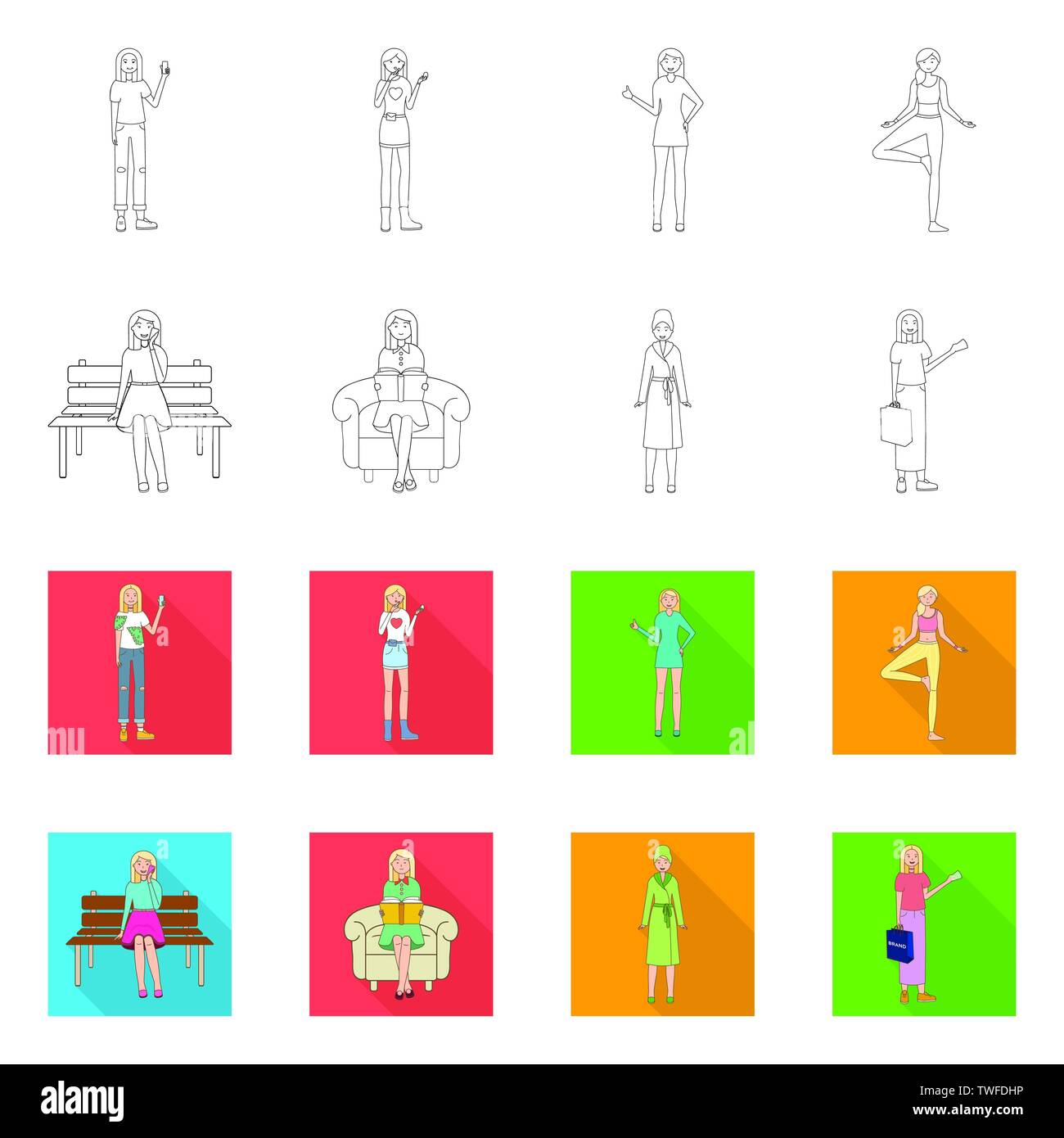 Vector design of posture and mood symbol. Collection of posture and ...