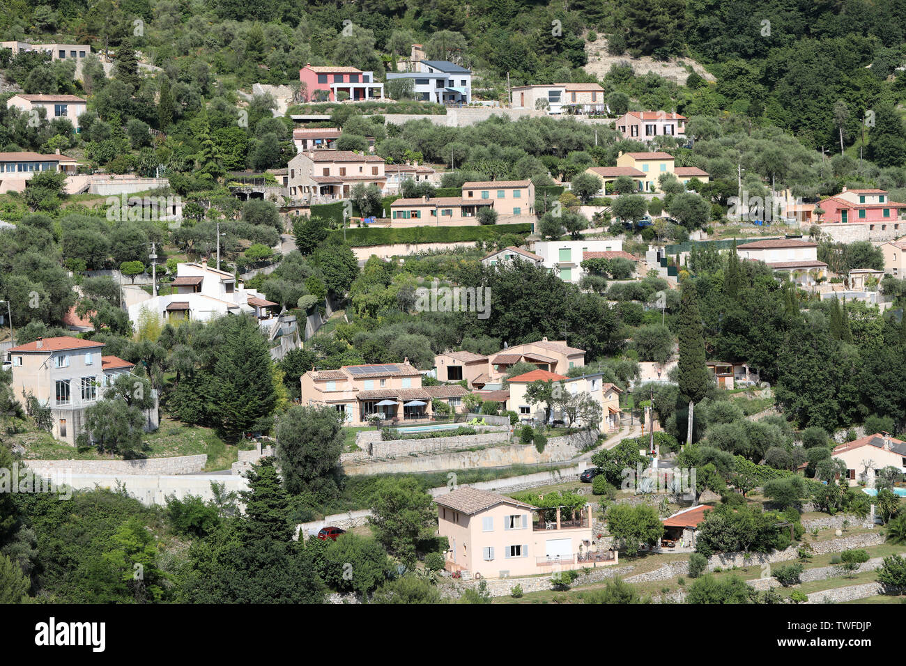 Beautiful Houses On The Hill In Castellar On The French Riviera, France ...