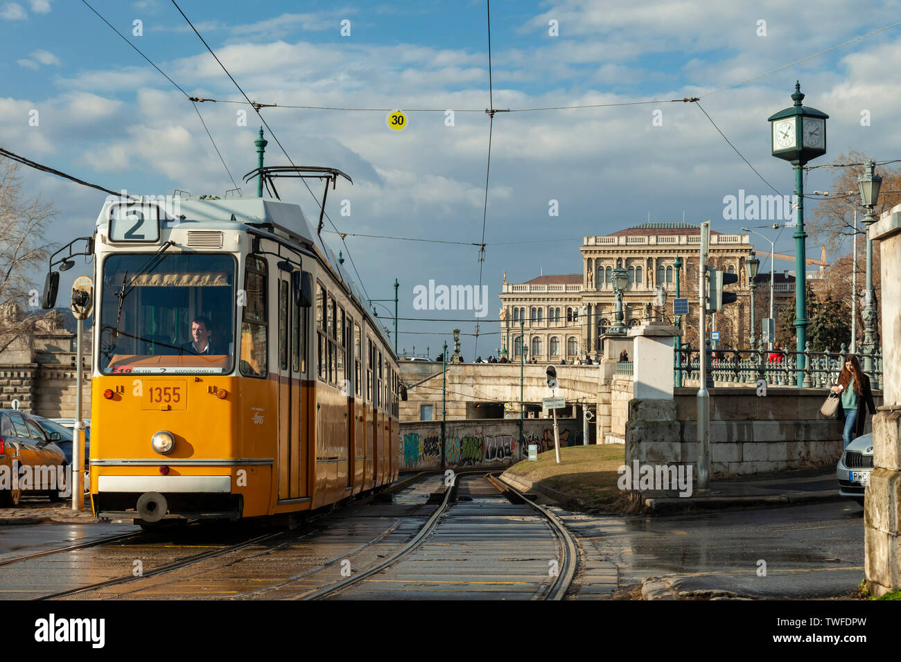 Traditional tram in Budapest Stock Photo - Alamy