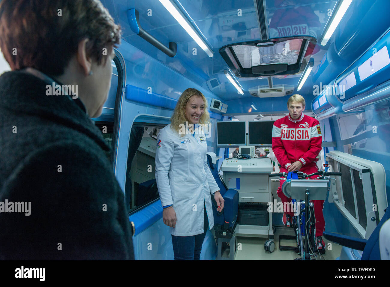 Olympic mobile testing vehicle Stock Photo - Alamy