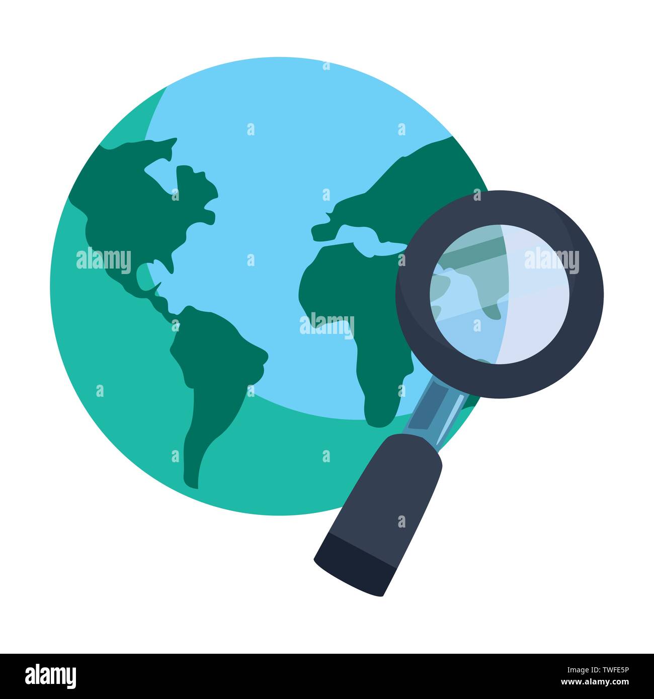 world map and magnifying glass vector illustration Stock Vector Image ...