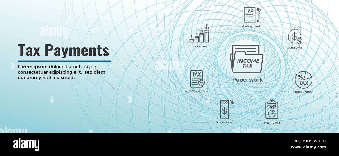 Tax concept w percentage paid, icon and income idea. Flat vector ...