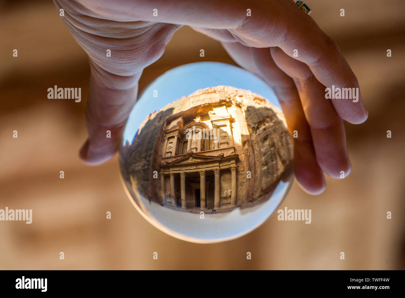 The iconic and world famous Treasury of Petra seen through a crystal ...