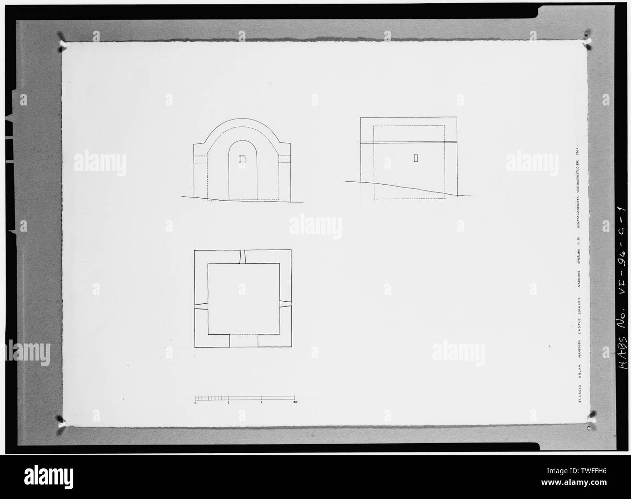 PLAN, SECTION AND ELEVATION WITH DOOR OF FIELD OUTBUILDING - Castle ...