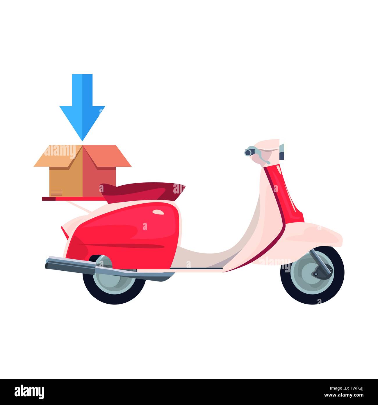 motorcycle cardboard boxes fast delivery logistic vector illustration ...
