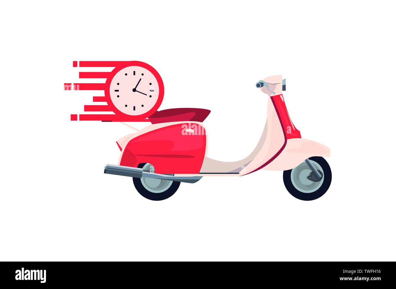 motorcycle clock time fast delivery logistic vector illustration Stock ...