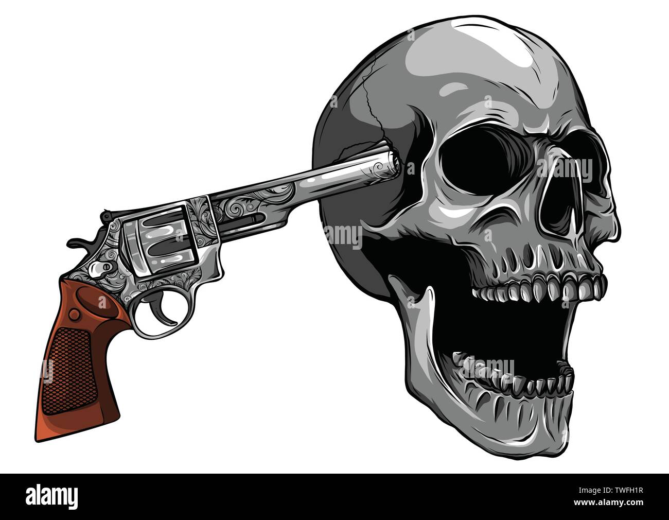 Skull Drawings With Guns