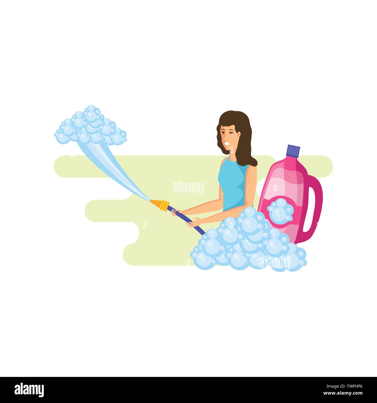 Woman cartoon cleaning design, Object home work hygiene equipment ...