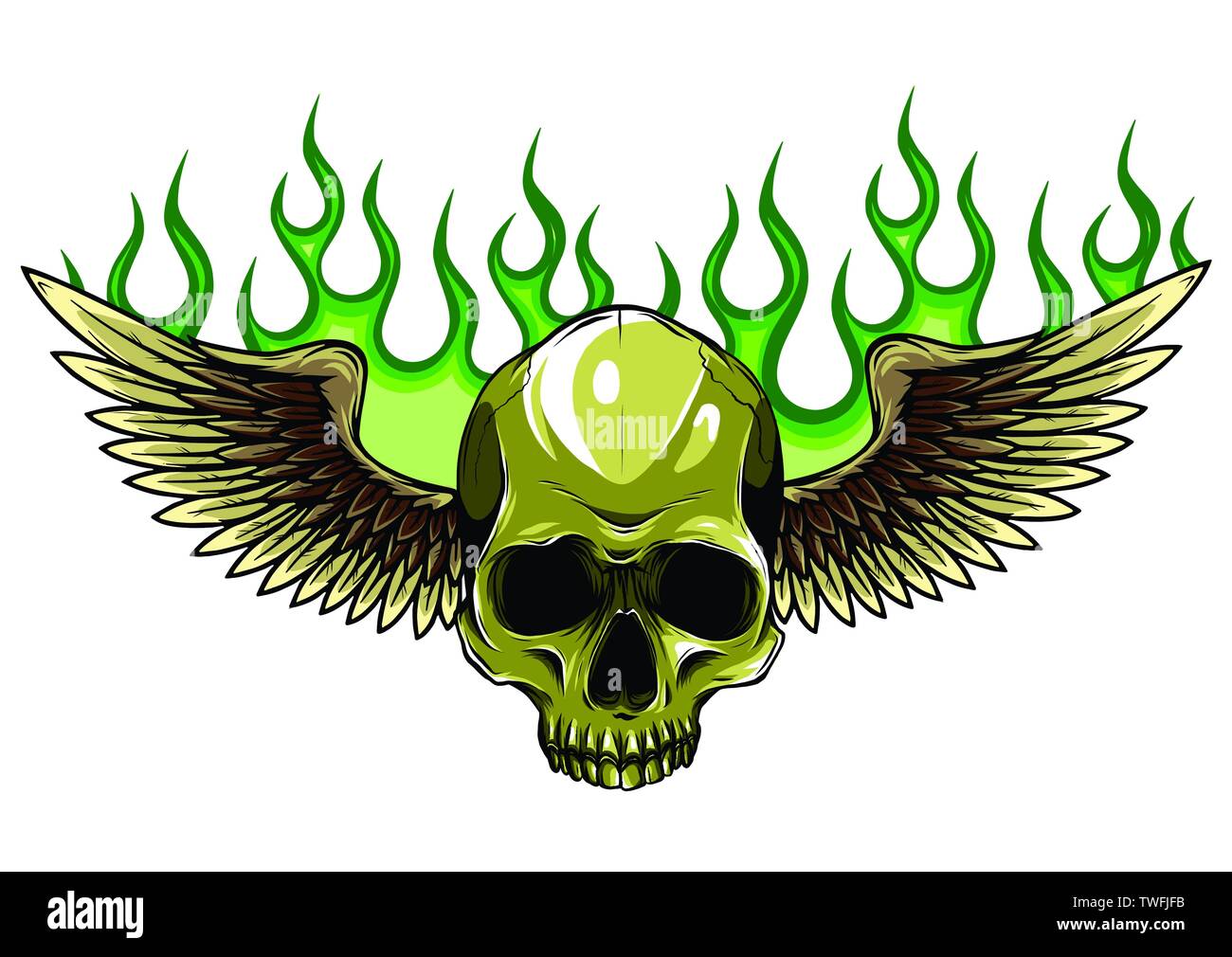 Winged skull grim reaper drawing in a vintage retro woodcut etched or ...