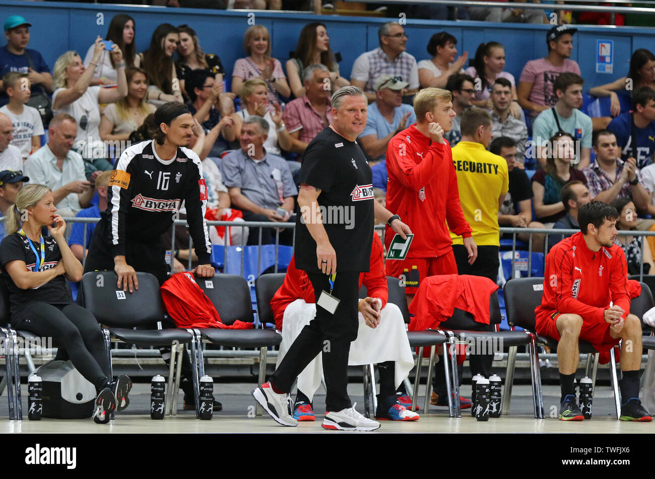 KYIV, UKRAINE - JUNE 12, 2019: Nikolaj JACOBSEN, head coach of Denmark ...
