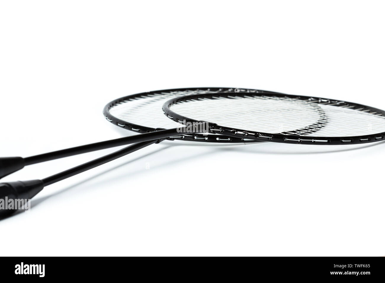 Badminton rackets on white Stock Photo - Alamy