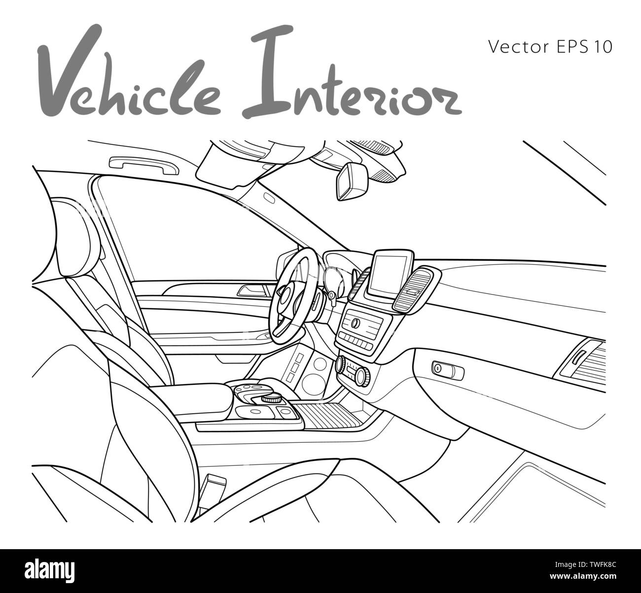 Machine inside. Interior of the vehicle. Vector Stock Vector Image ...
