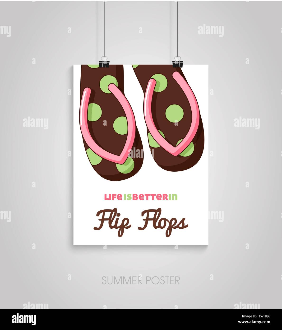 Summer flyer card. Life is better in flip flops. Journal cards. Vector ...