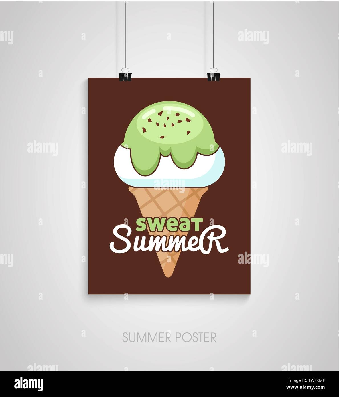 Summer flyer card with ice cream. Sweat summer. Journal cards. Vector ...