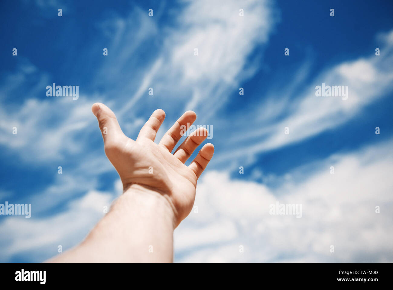 People hand towards sky hi-res stock photography and images - Alamy