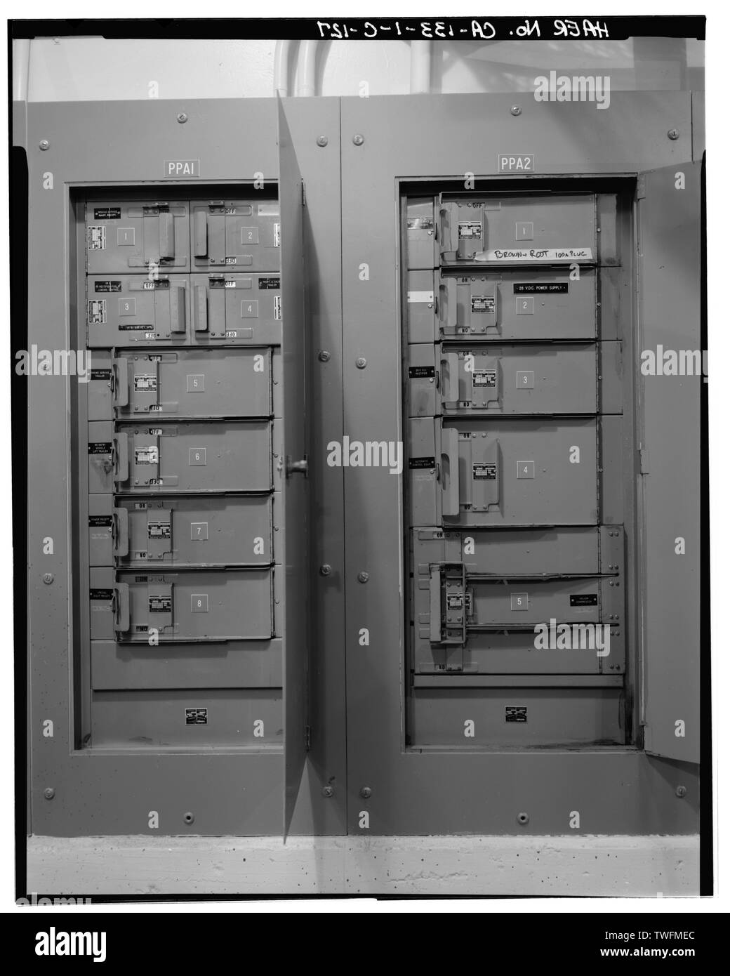 POWER PANEL A1 AND A2 MASTER SHUTOFFS FOR PRIMARY POWER ON EAST WALL OF ...