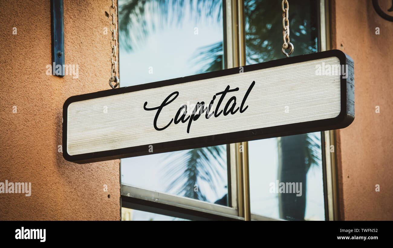 Street Sign theDirection Way to Capital Stock Photo - Alamy