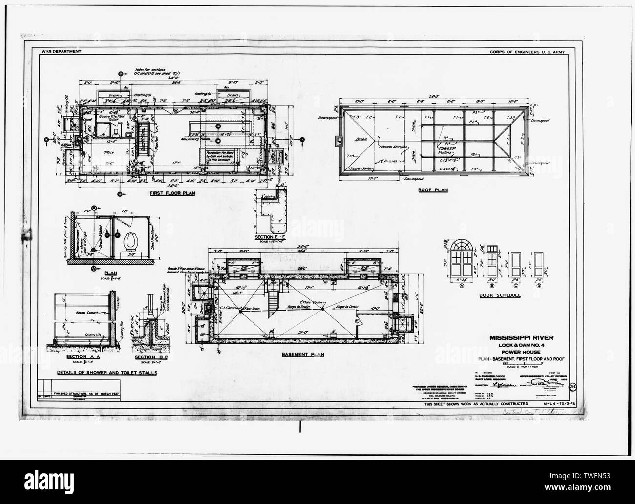 POWERHOUSE - PLAN-BASEMENT, FIRST FLOOR AND ROOF (ML-4-70-1-FS), June ...