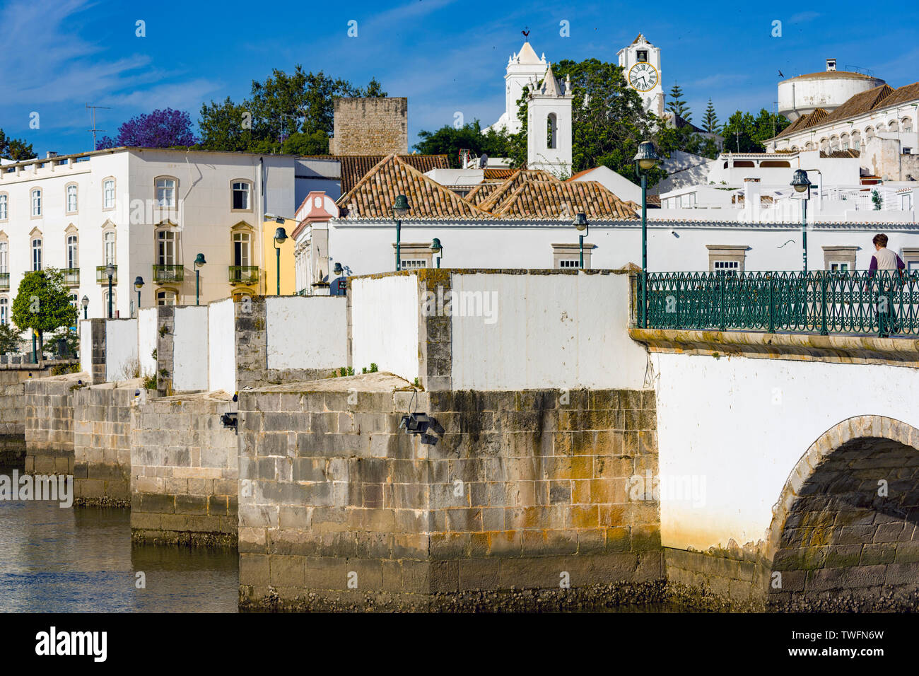 The old Roman bridge, Ponte Romana de Tavira, Algarve, Portugal Stock ...
