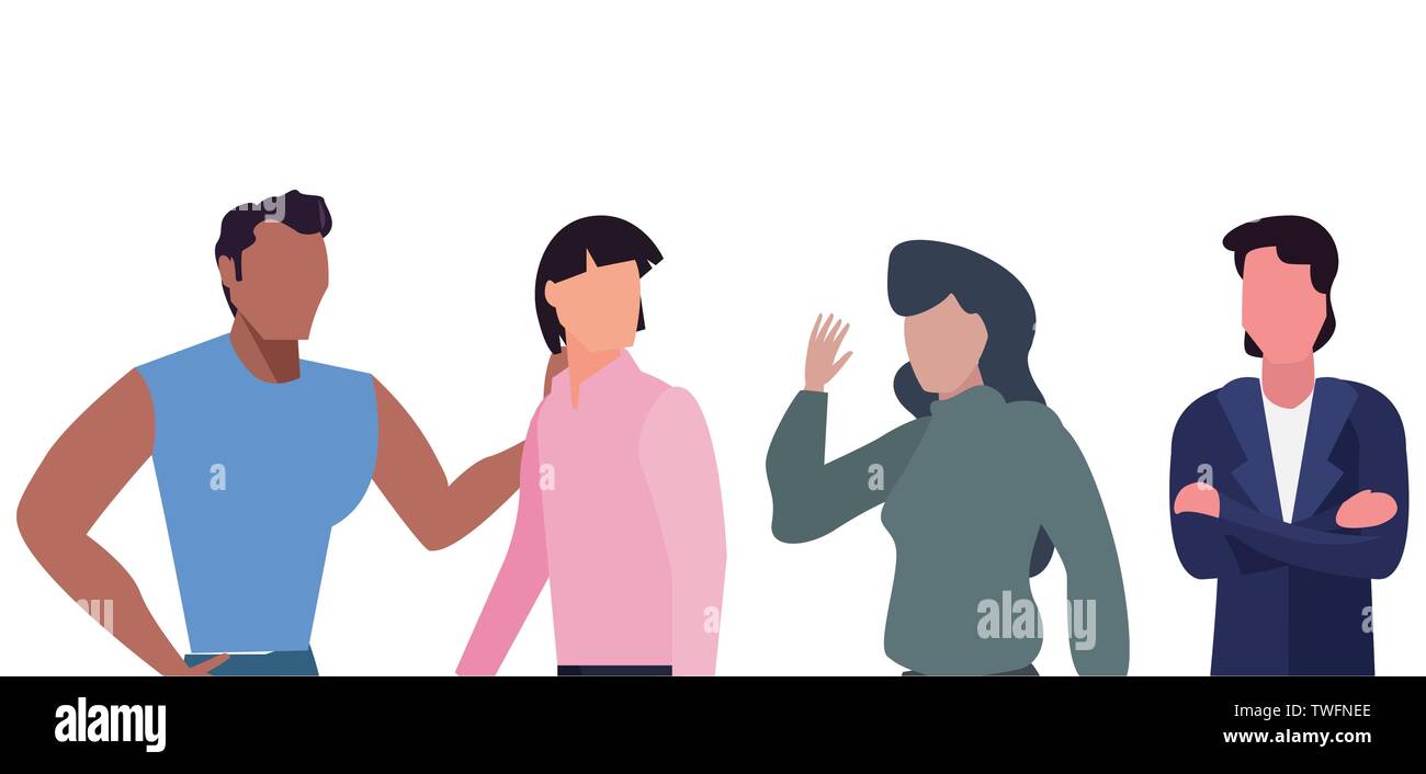 group men and women characters team work vector illustration Stock ...