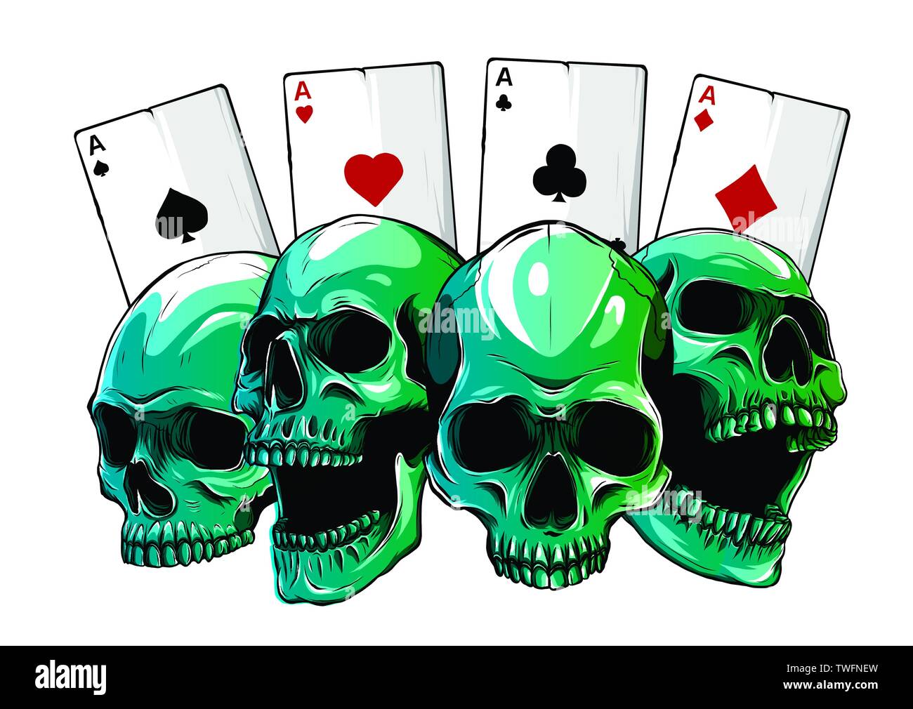 aces of poker and roses with skull, grunge vintage vector Stock Vector ...