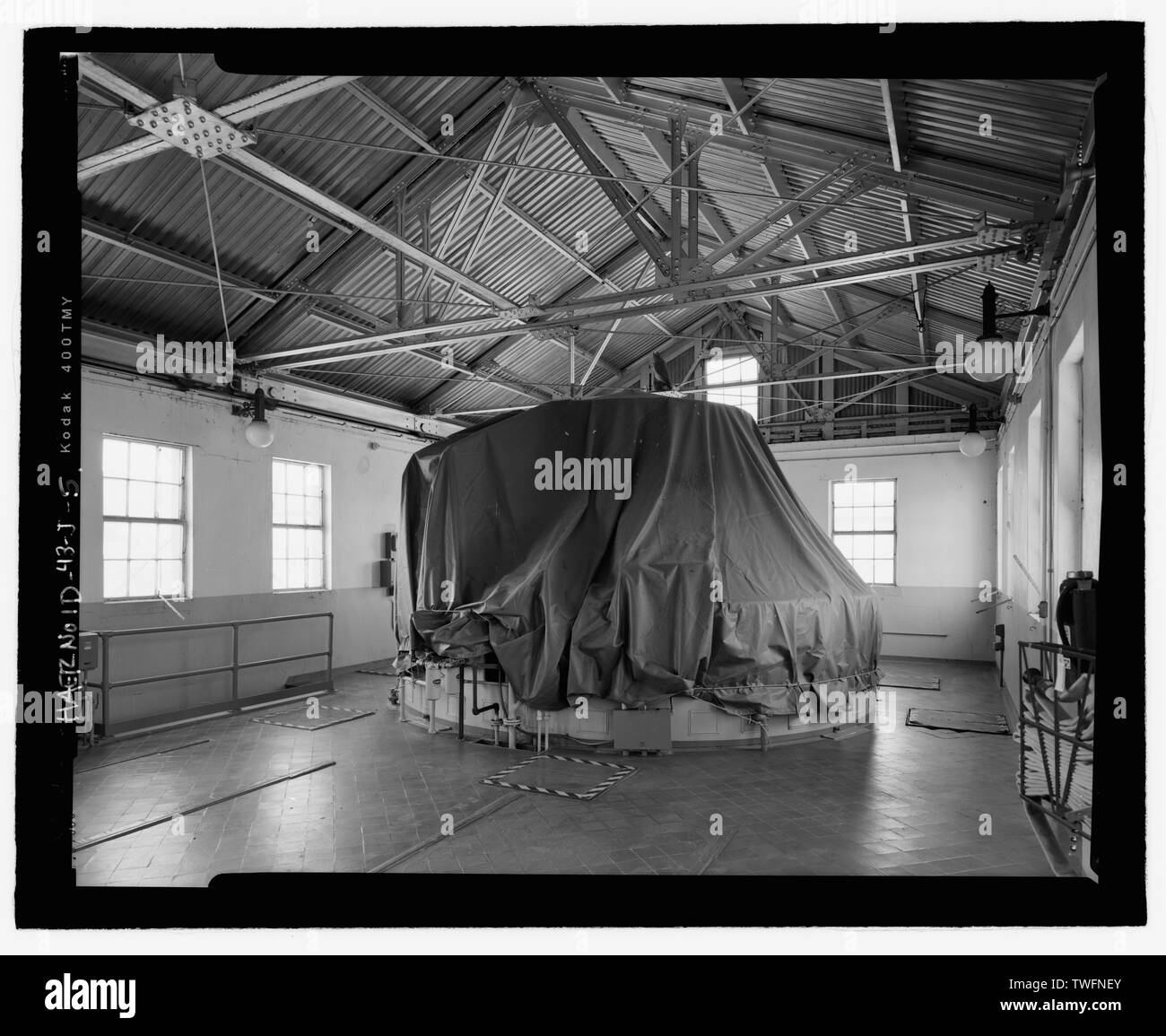 POWERHOUSE INSIDE FACING SOUTHWEST, TURBINE COVERED WITH TARPAULIN ...
