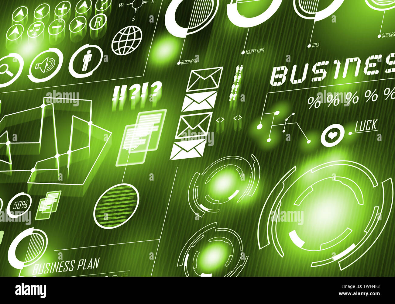 Digital business background image with icons on media screen Stock ...