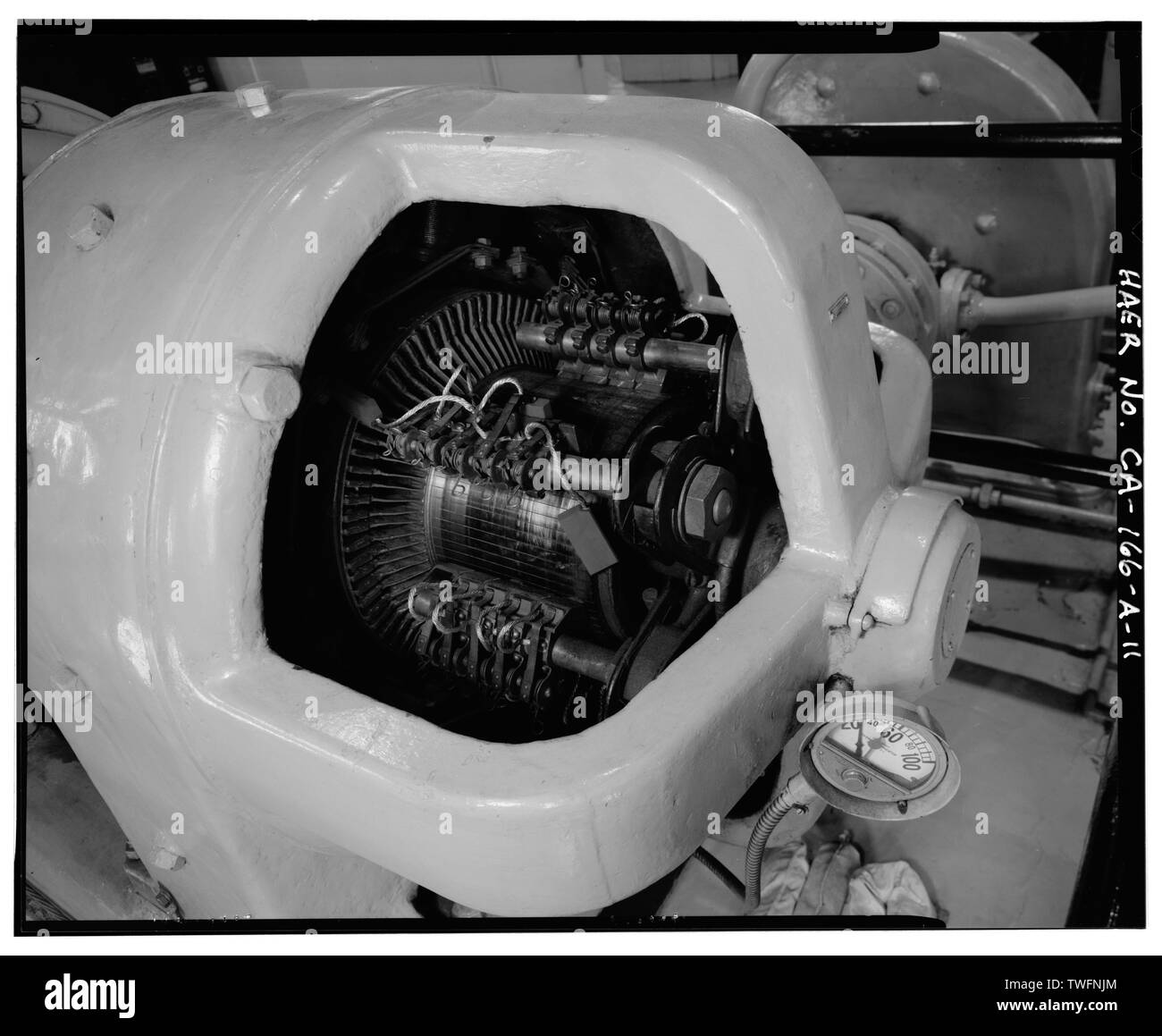 POWERHOUSE INTERIOR, DETAIL OF EXCITER No. 2 GENERAL ELECTRIC GENERATOR ...