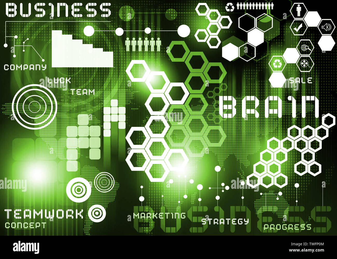 Digital business background image with icons on media screen Stock ...