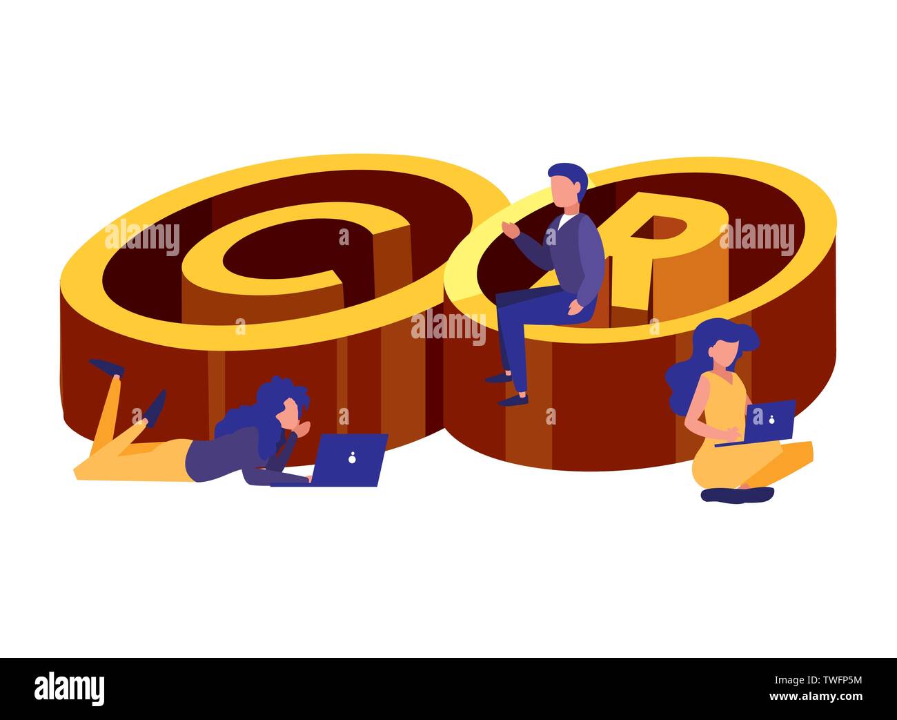 copyright of intellectual digital people vector illustration Stock ...