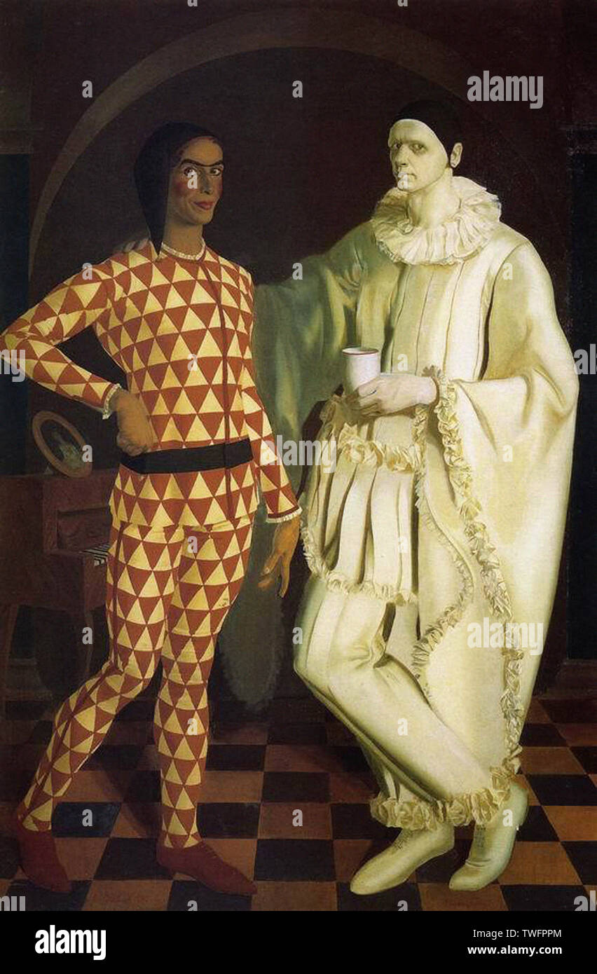Alexandre Jacovleff - Self Portraits Harlequin Pierrot With Vasiliy ...