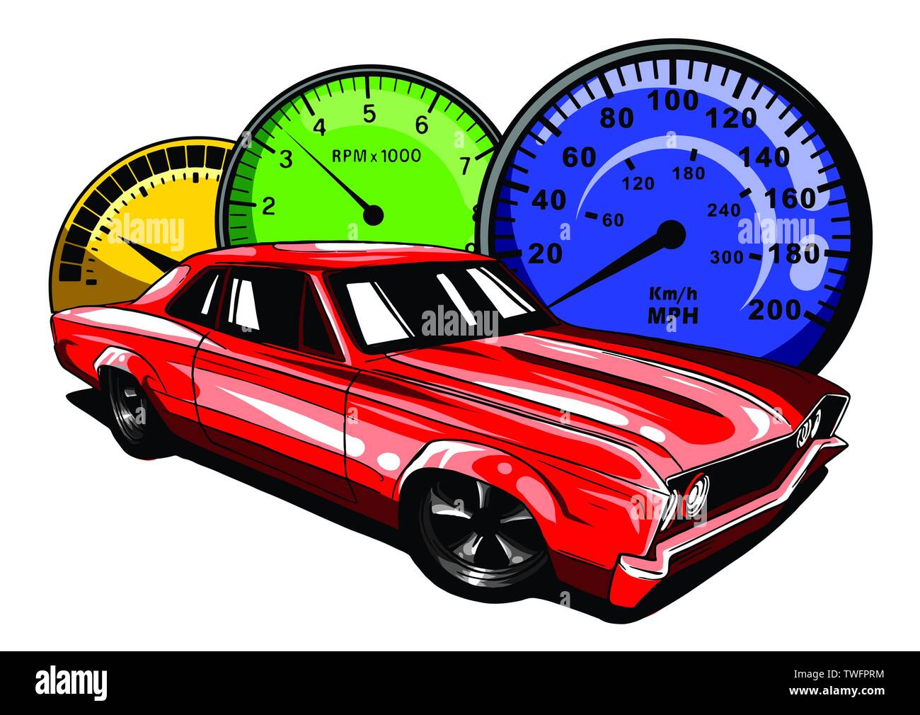 old school car. Muscle car. vector illustration Stock Vector Image ...