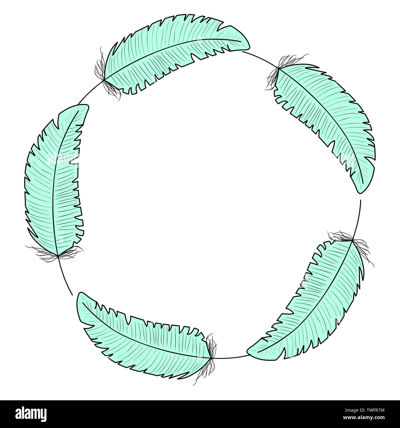 circular bohemian frame with feathers vector illustration design Stock ...