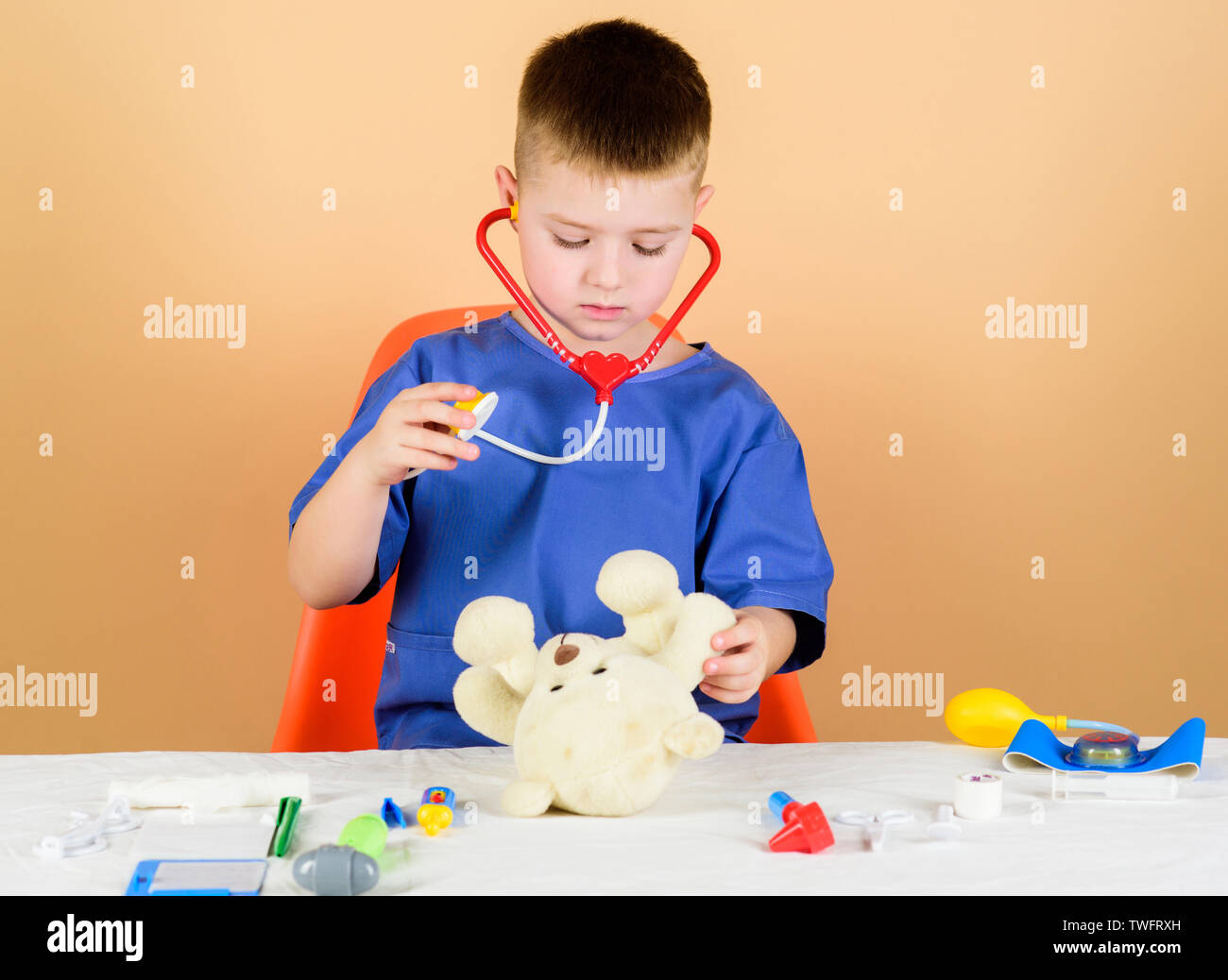 Medical education. Boy cute child future doctor career. Health care ...