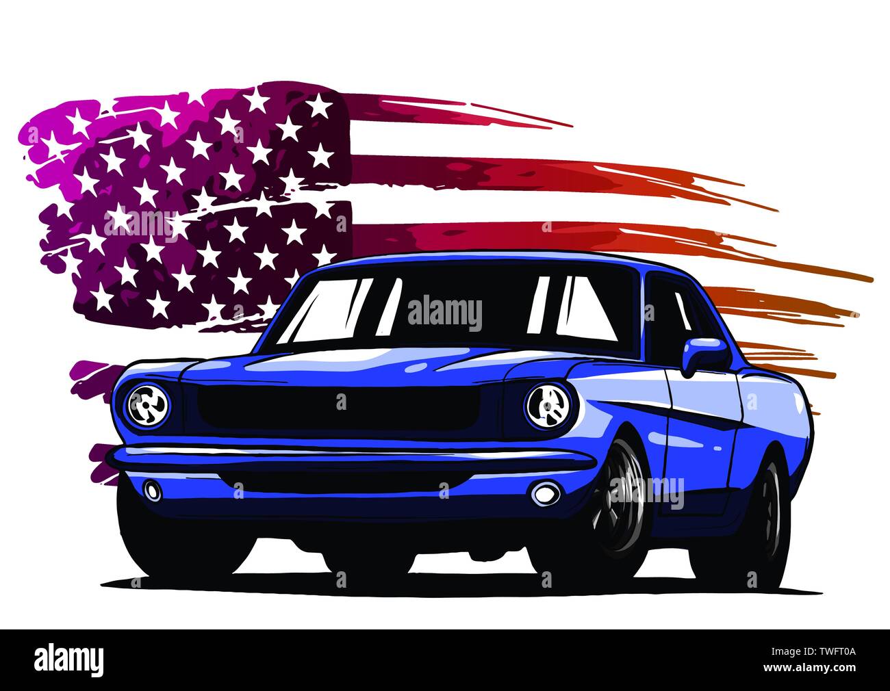 vector graphic design illustration of an American muscle car Stock ...