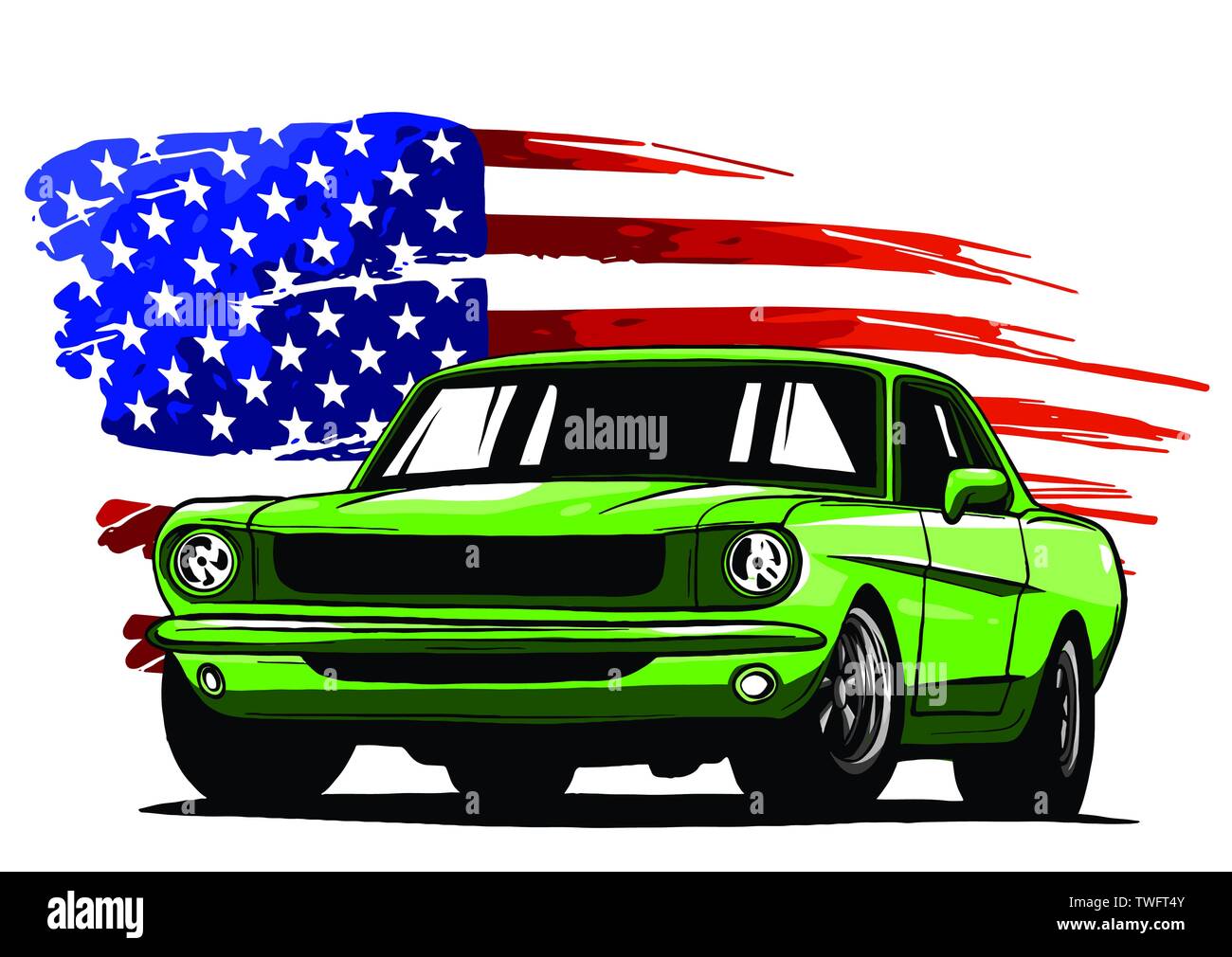 vector graphic design illustration of an American muscle car Stock ...
