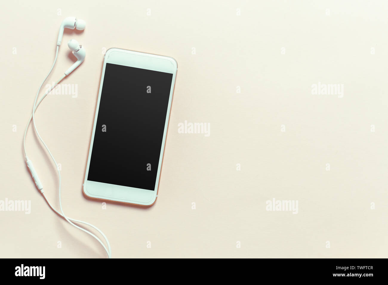 Top view smartphone mock up template with black screen Stock Photo - Alamy