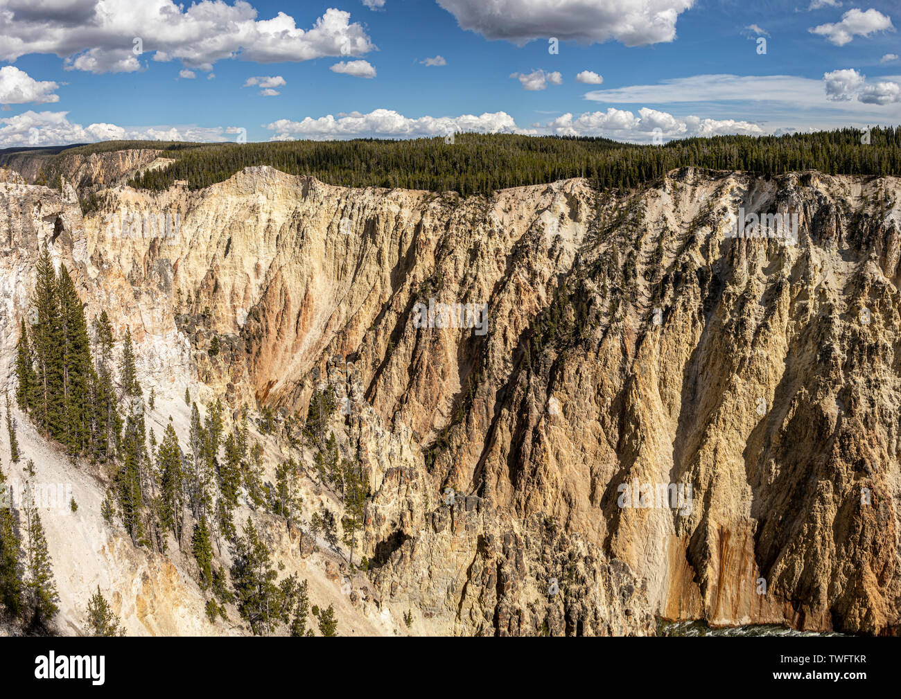 South rim of the Canyon of the Yellowstone as seen from the north side ...