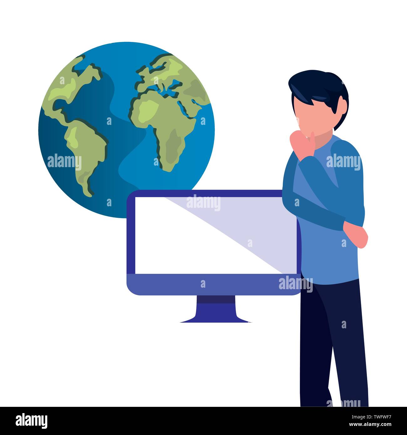 copyright of intellectual digital man computer vector illustration ...
