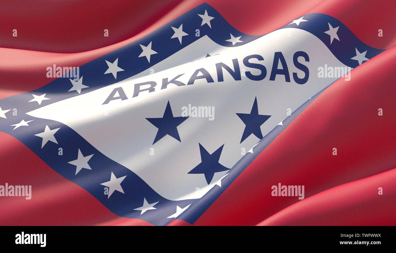 Flag of Arkansas - United States of America states flags collection. 3D ...