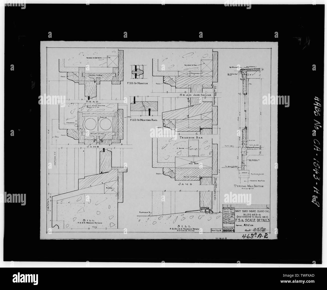 PWD Drawing 10,004-6(463A-A-2)(1936), 'F. S. (Full Size) and Scale ...