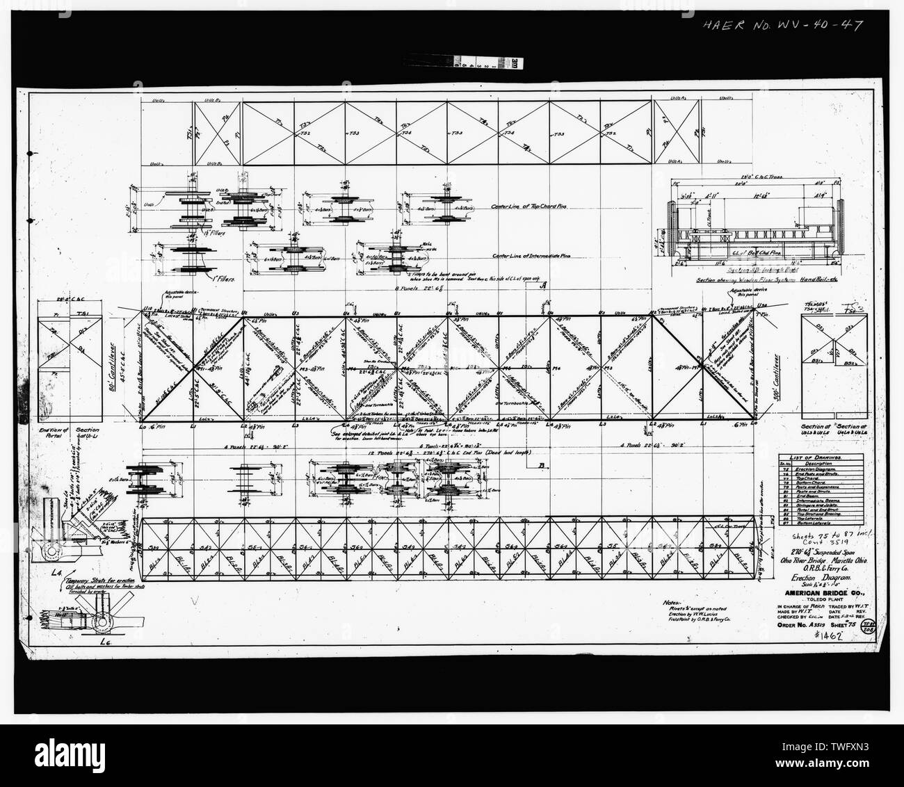 Plan Sheet -75 - Williamstown-Marietta Bridge, Spanning Ohio River ...