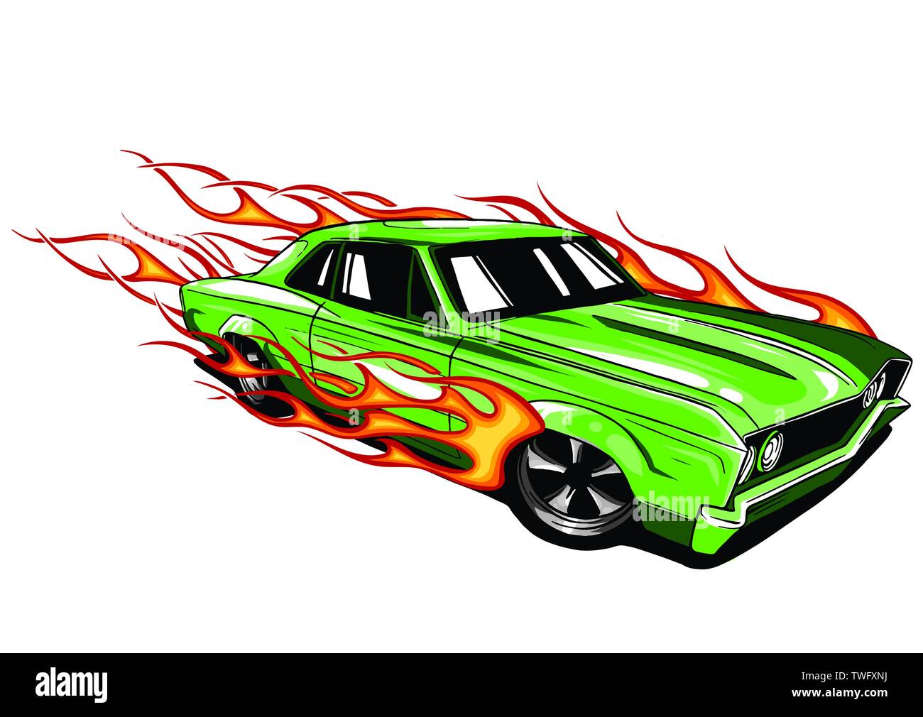 Car With Flames Clipart