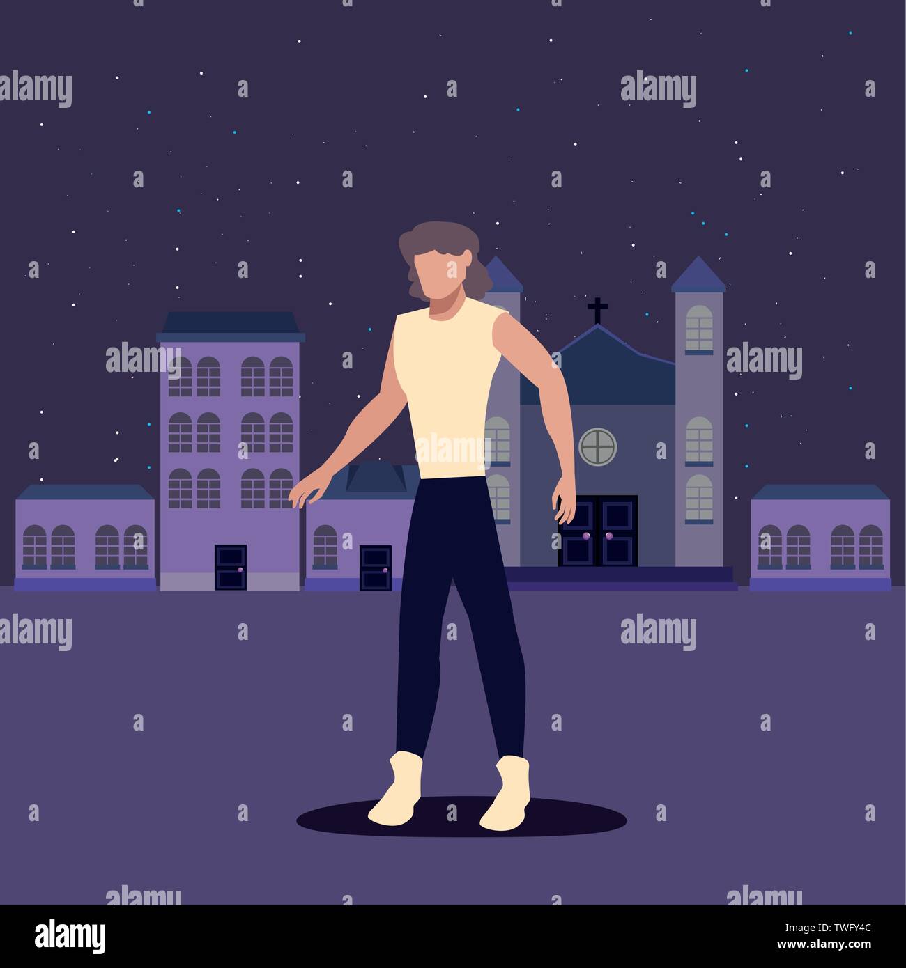 Man walking sidewalk town Stock Vector Images - Alamy