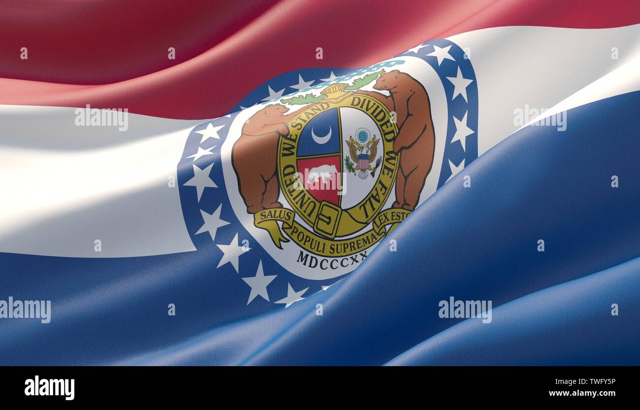 Flag of Missouri - United States of America states flags collection. 3D ...