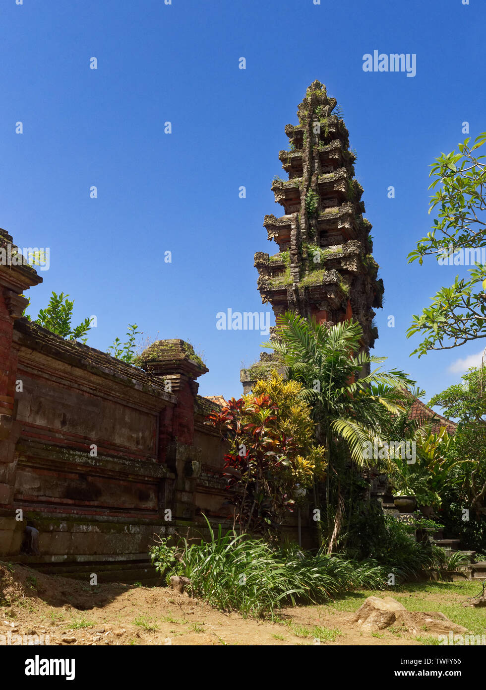 Tower rising over a wall of the Royal Palace close to a residential ...