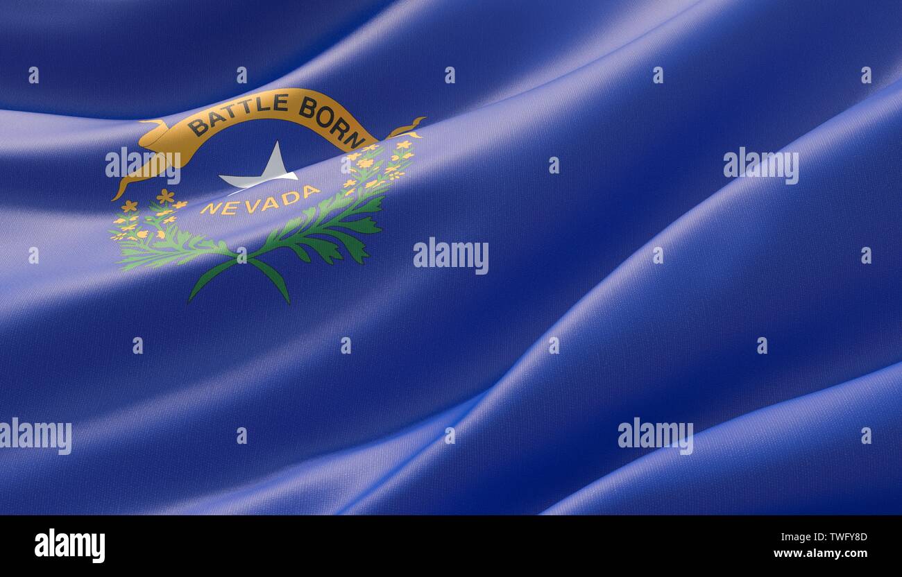 Flag of Nevada - United States of America states flags collection. 3D ...