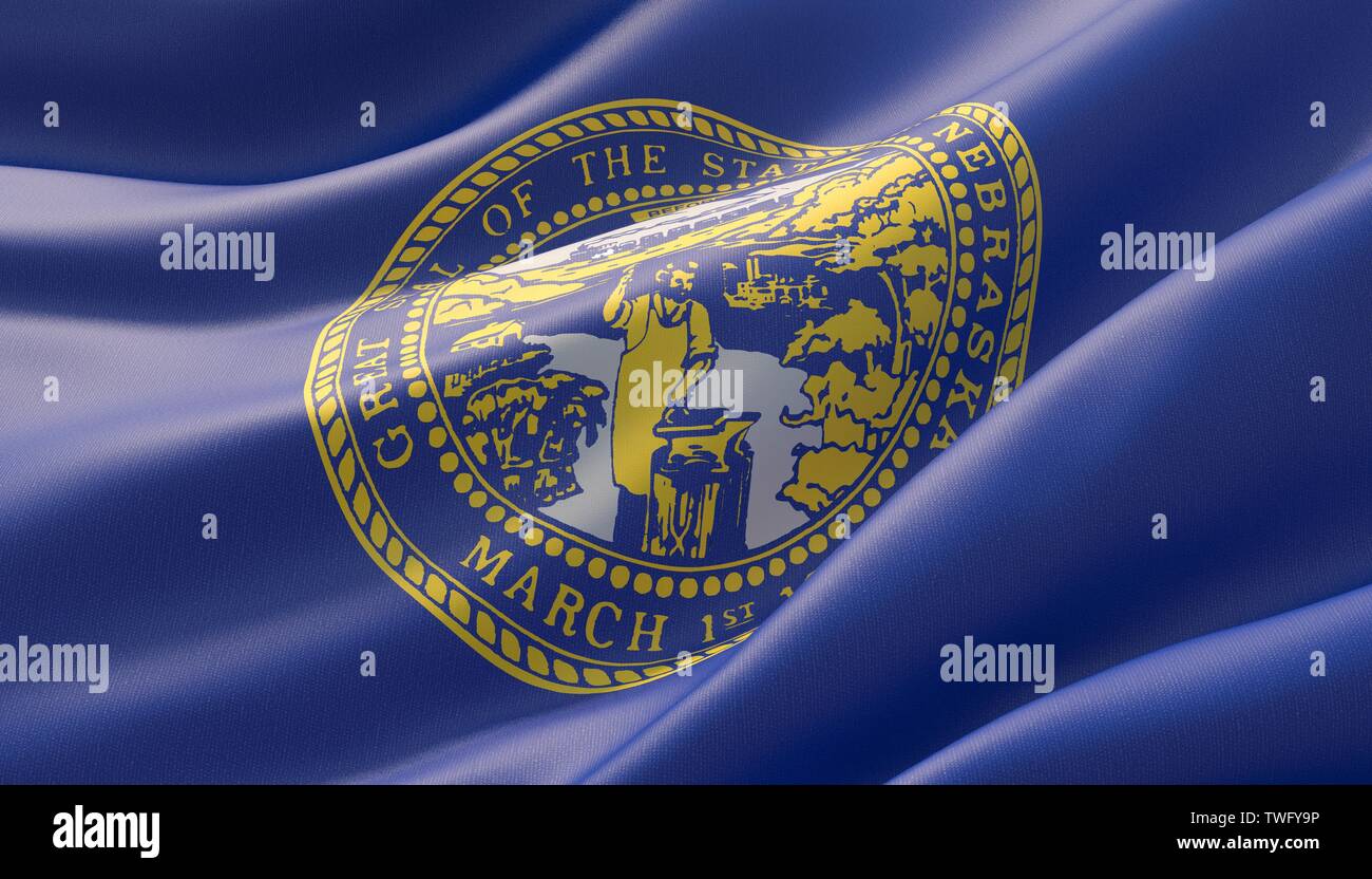 Flag of Nebraska - United States of America states flags collection. 3D ...