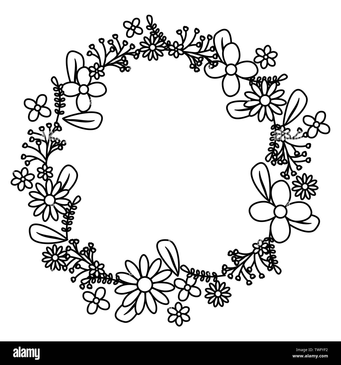 flowers and leafs wreath crown vector illustration design Stock Vector ...